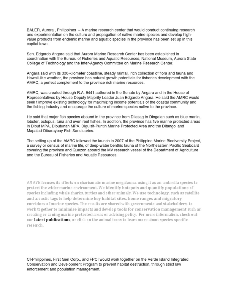 Corridors of Marine Species. The Results Are Shared With Governments ...