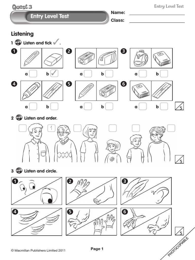 Entry Level Test: Listening | PDF | Leisure