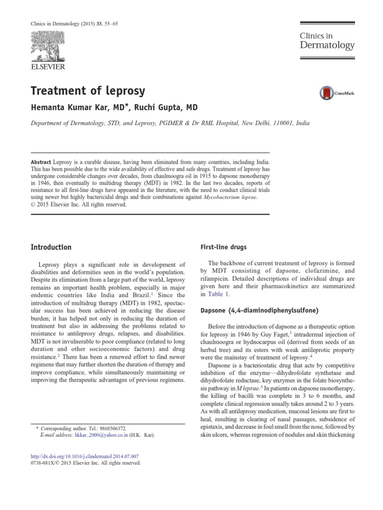 Treatment of Leprosy | PDF | Leprosy | Antimicrobial Resistance