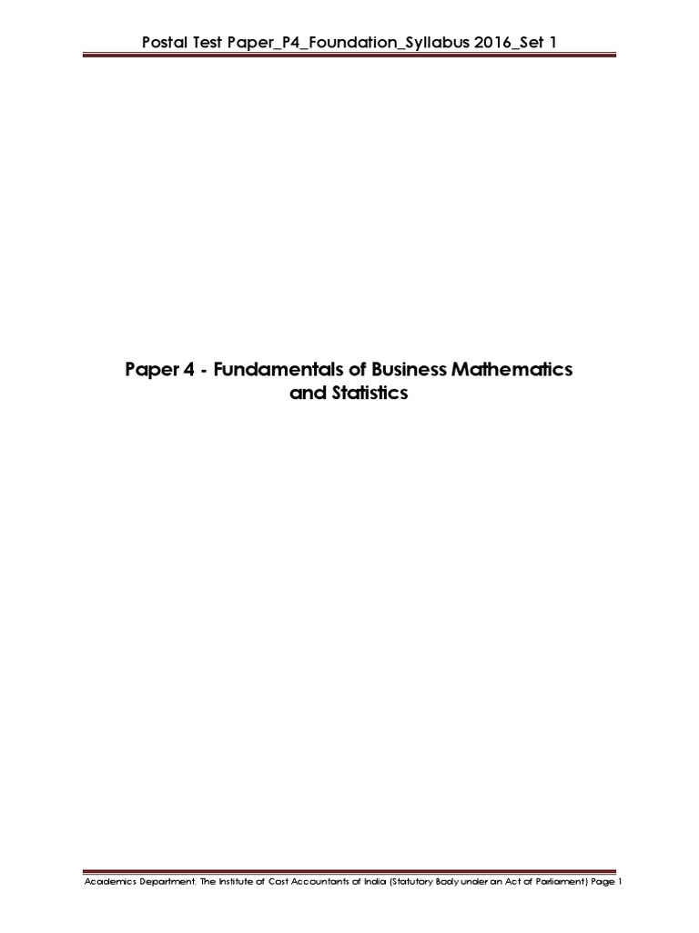 Fundamentals of Business Mathematics For Cma | PDF | Median | Mode ...