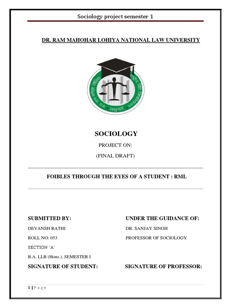 Sociology Project Semester 1 | PDF | Academia