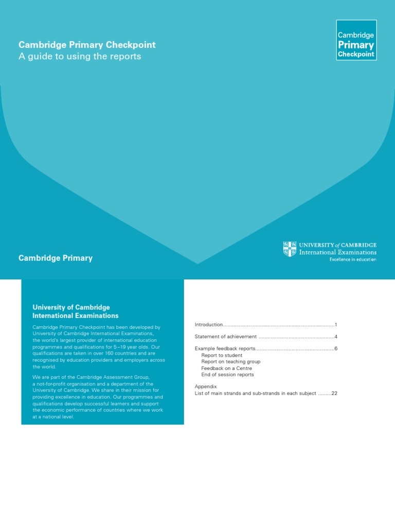 Cambridge Primary Checkpoint Guide To Using The Reports PDF | PDF ...