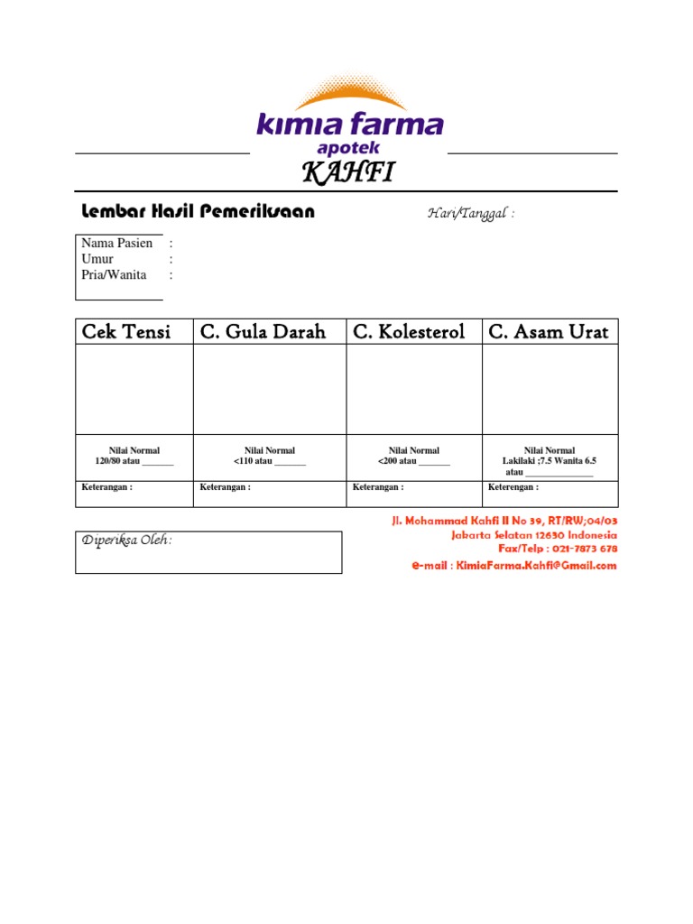 Lembar Cek Gula Drah | PDF