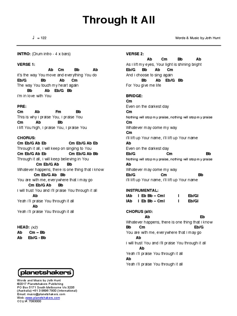 Through-It-All-LYRICS-_-CHART.pdf | Song Structure | Song Forms
