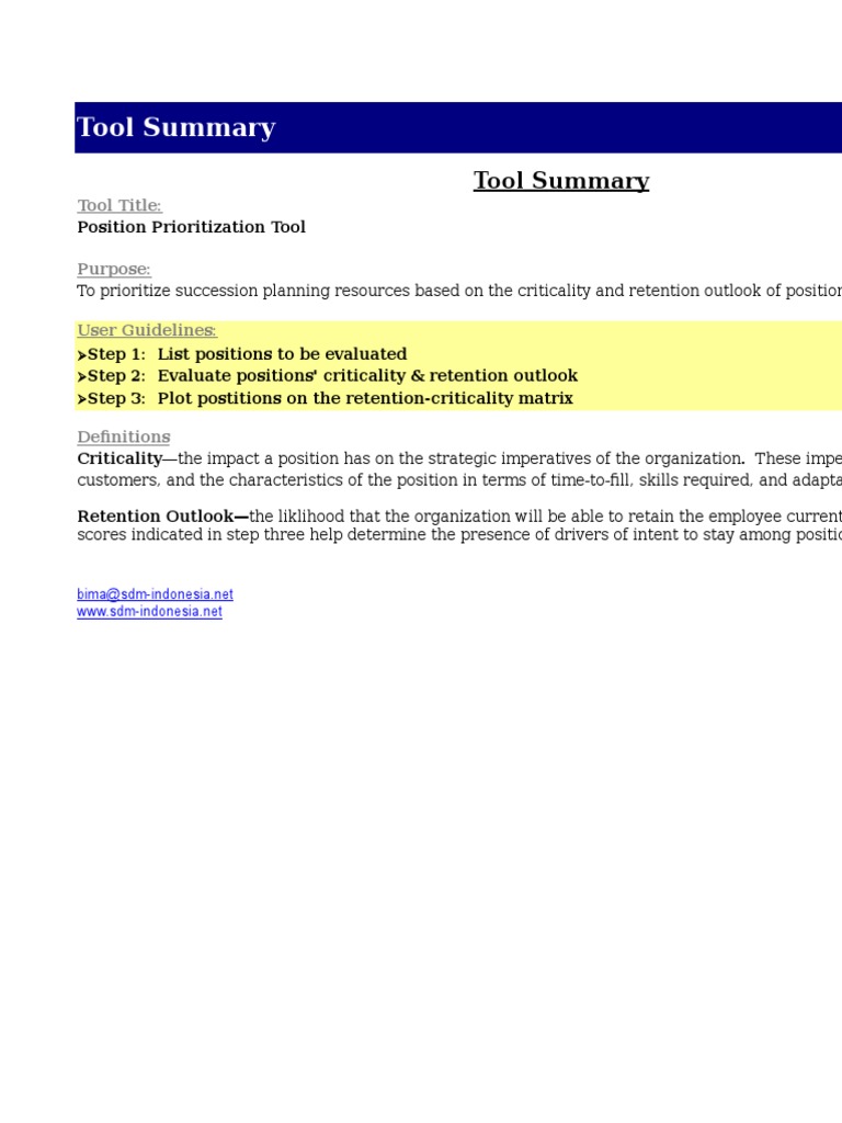 Position Prioritization Tool | PDF | Employee Retention | Employment