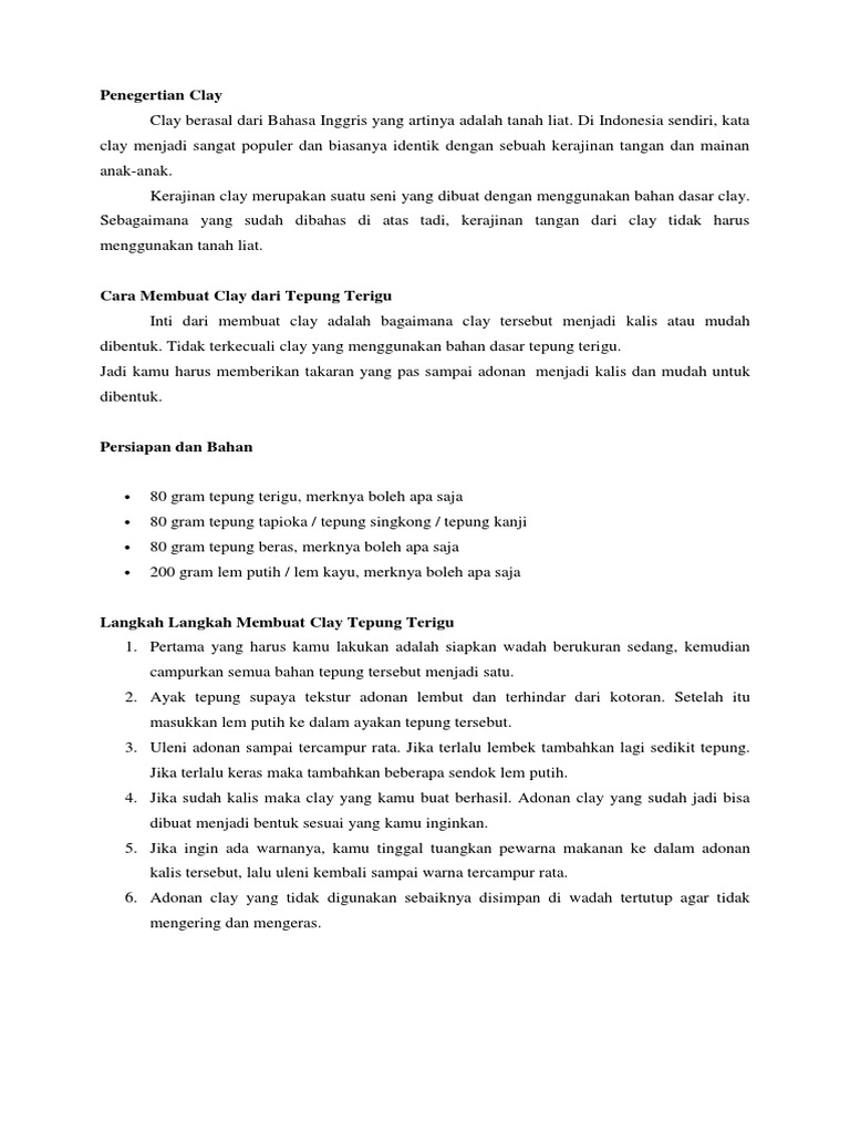 Cara Membuat Clay | PDF