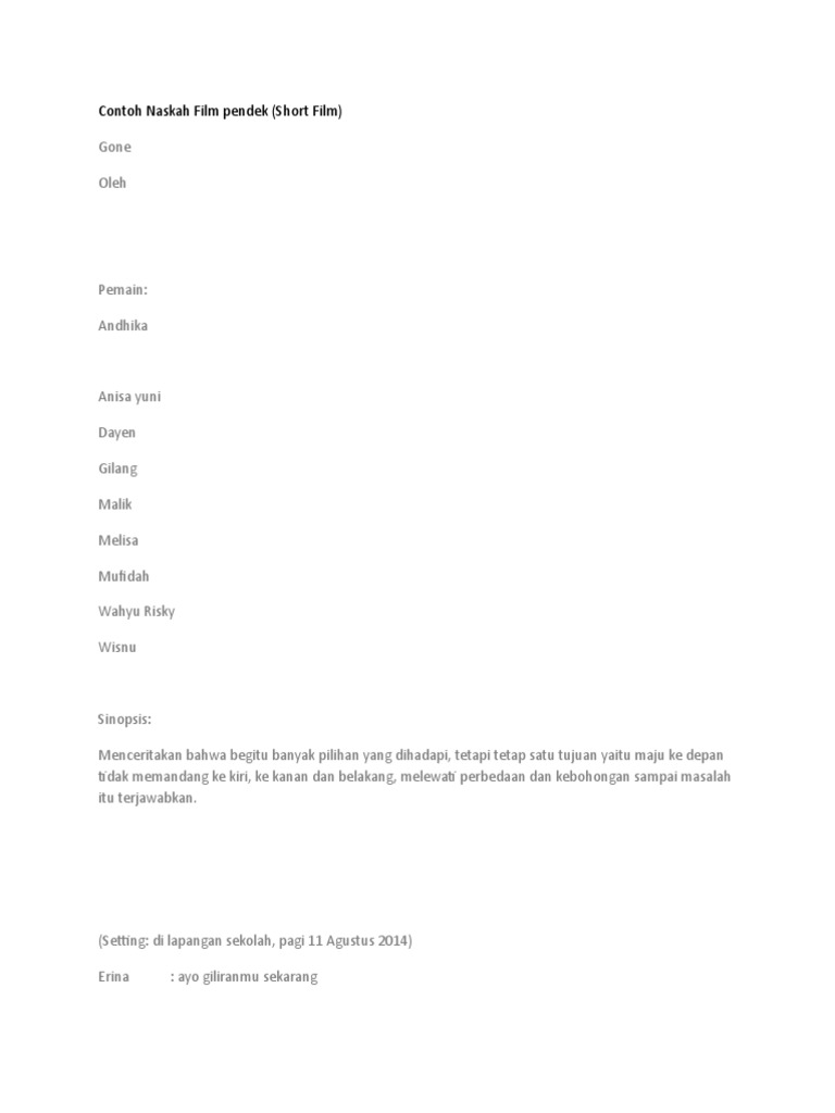 Contoh Naskah Film Pendek | PDF