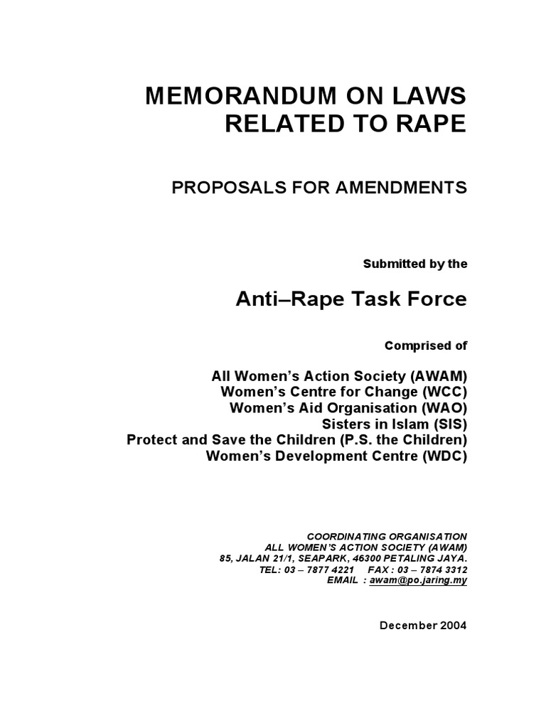 Memorandum On Laws Related To Rape December 2004 | PDF | Rape | Sexual ...