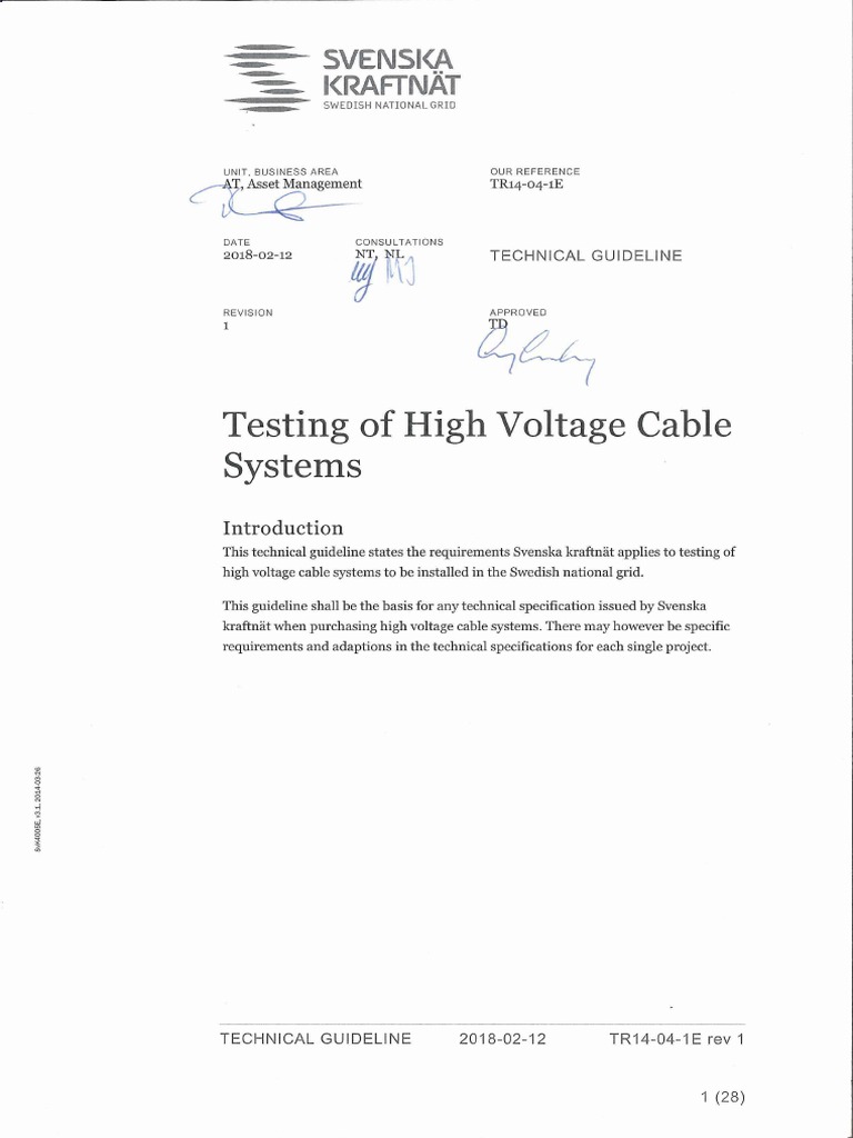Testing of High Voltage Cable Systems | PDF | High Voltage | High ...