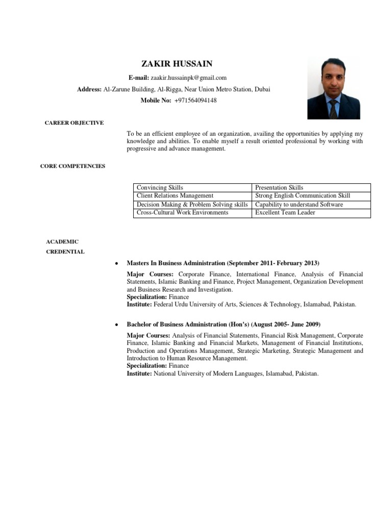 CV-Zakir Hussain PDF | PDF | Invoice | Banks