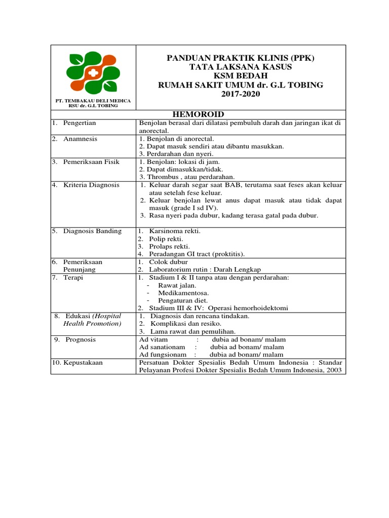PPK Bedah Hemoroid | PDF