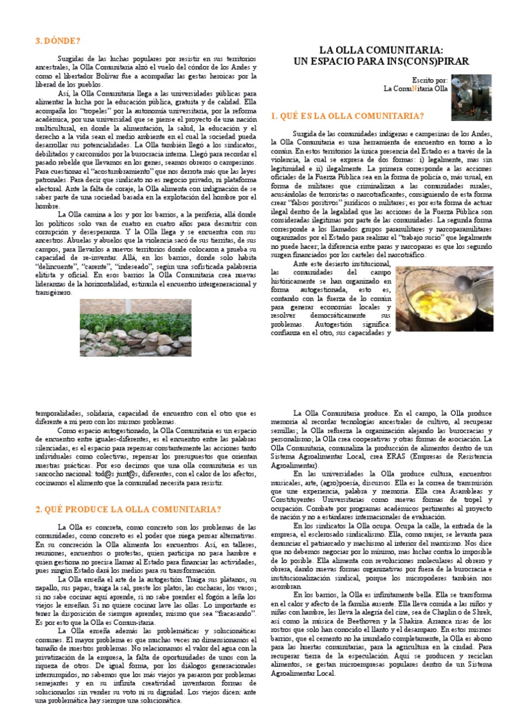 Olla Comunitaria | PDF | Estado (política)