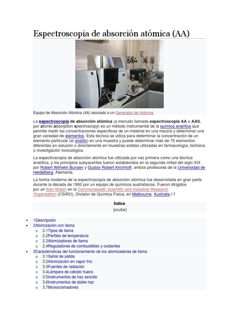 Espectroscopia de Absorción Atómica | PDF | Espectroscopía de absorción ...