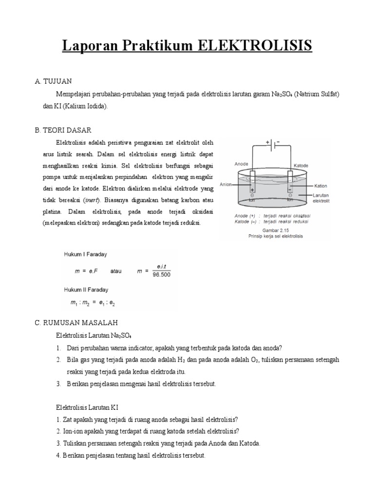 Laporan Praktikum Elektrolisis | PDF