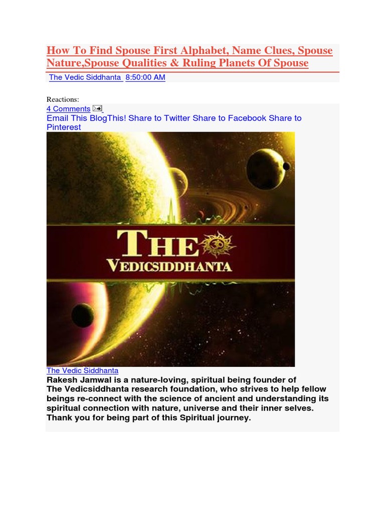 How To Find Spouse First Alphabet | PDF | Astrology | Esoteric Cosmology
