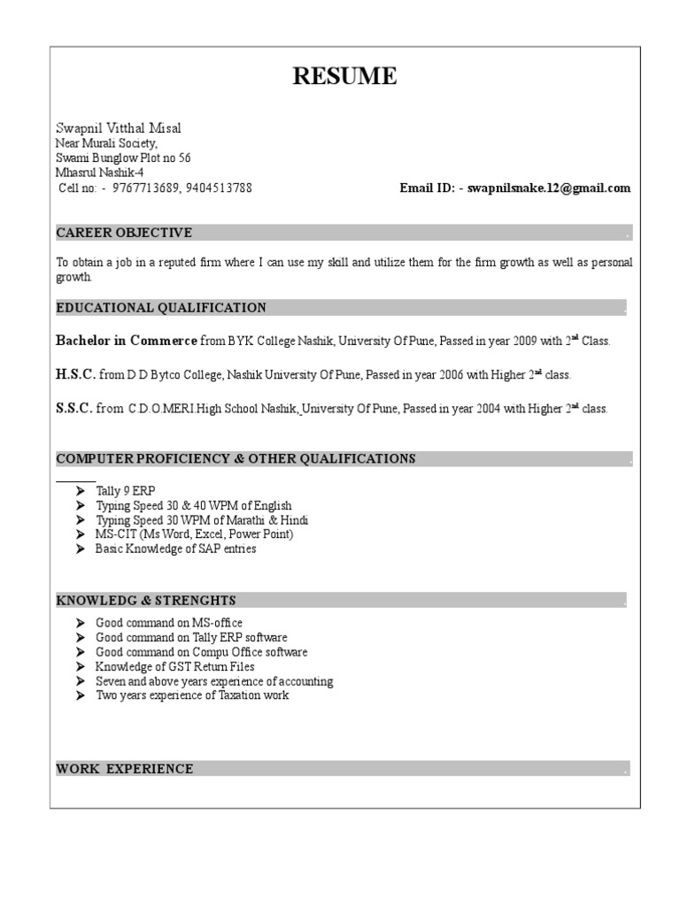 Swapnil Resume | PDF | Invoice | Value Added Tax