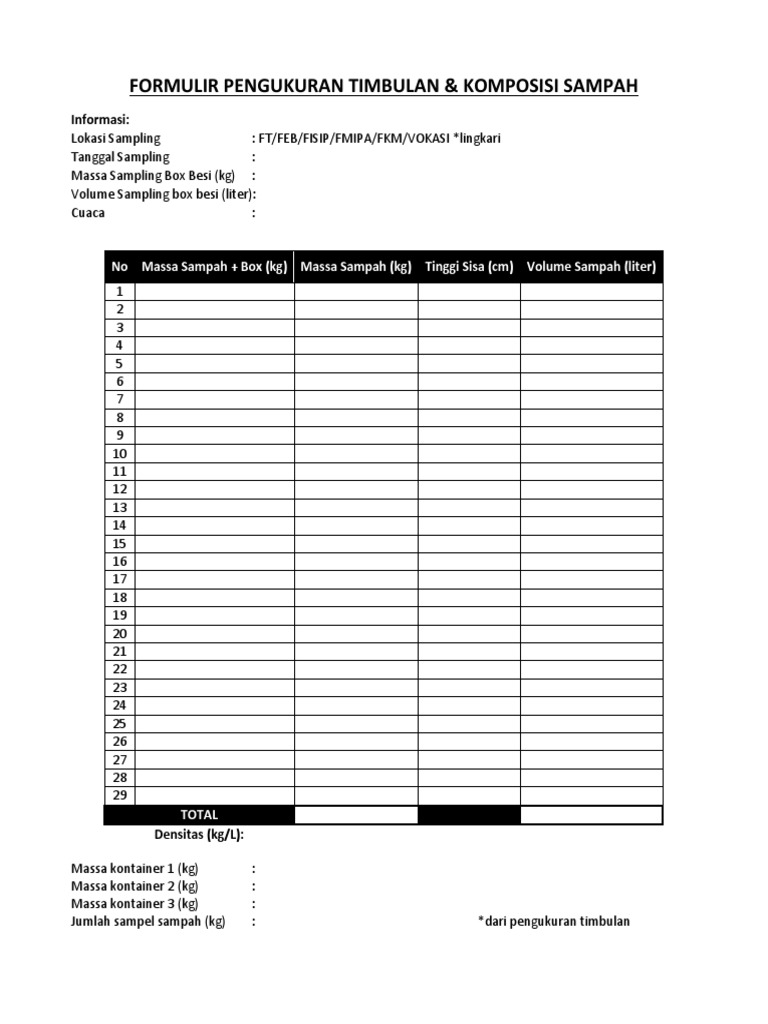 Formulir Sampling Sampah | PDF