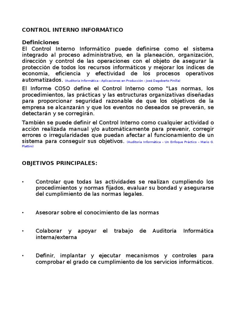 Control Interno Informatico | PDF | La seguridad informática | Seguridad