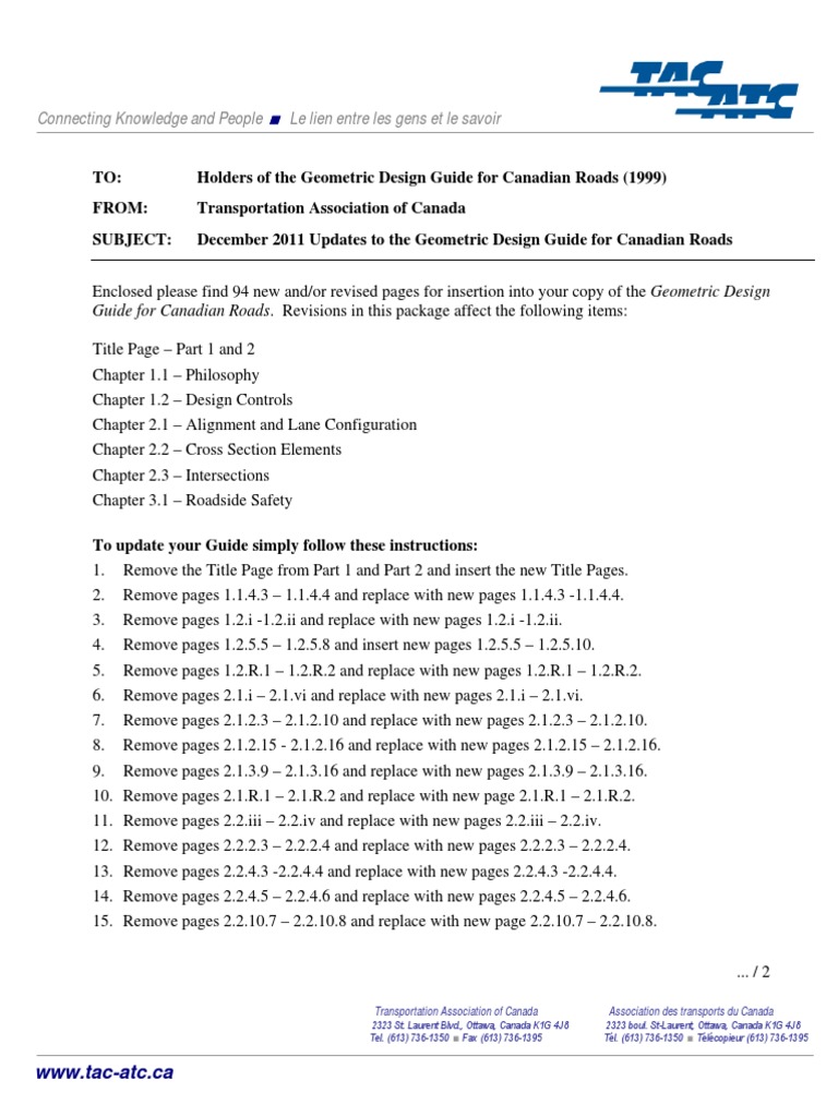 TAC 2011 Road Design Guidelines | PDF | Traffic | Truck