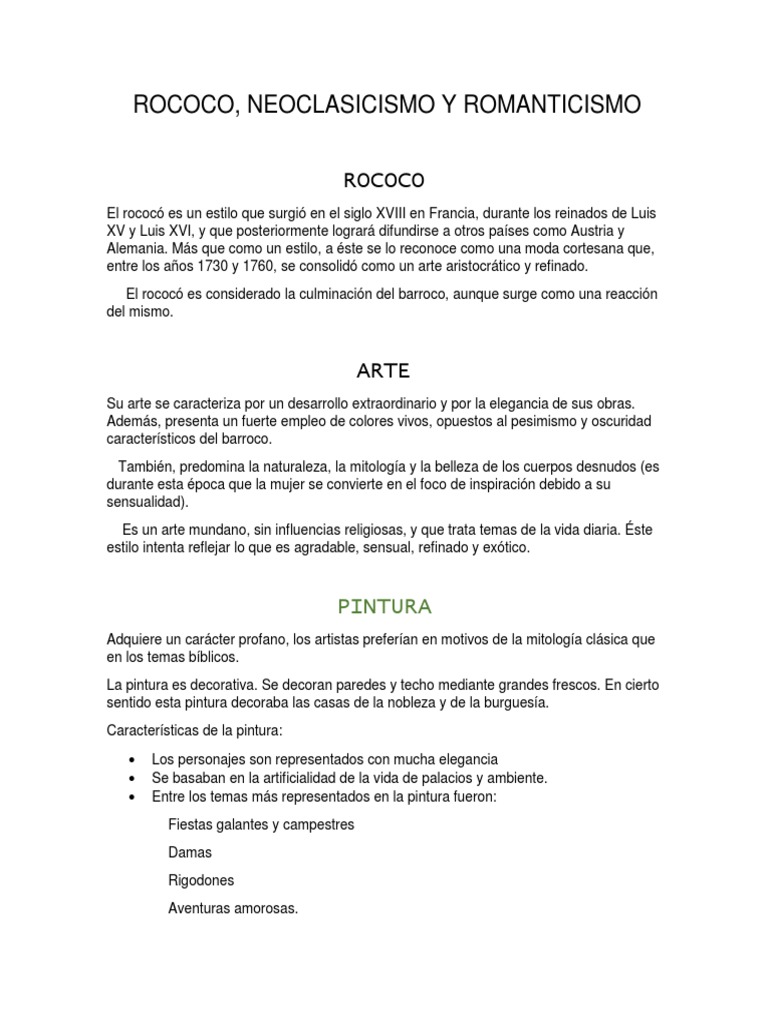 Rococo y Neoclasicismo | PDF | Era de iluminacion | Pinturas