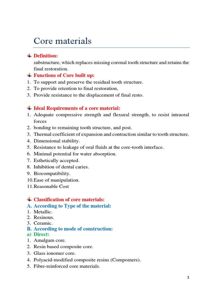 Post and Core Materials and Bonding 2 | PDF | Dental Composite ...