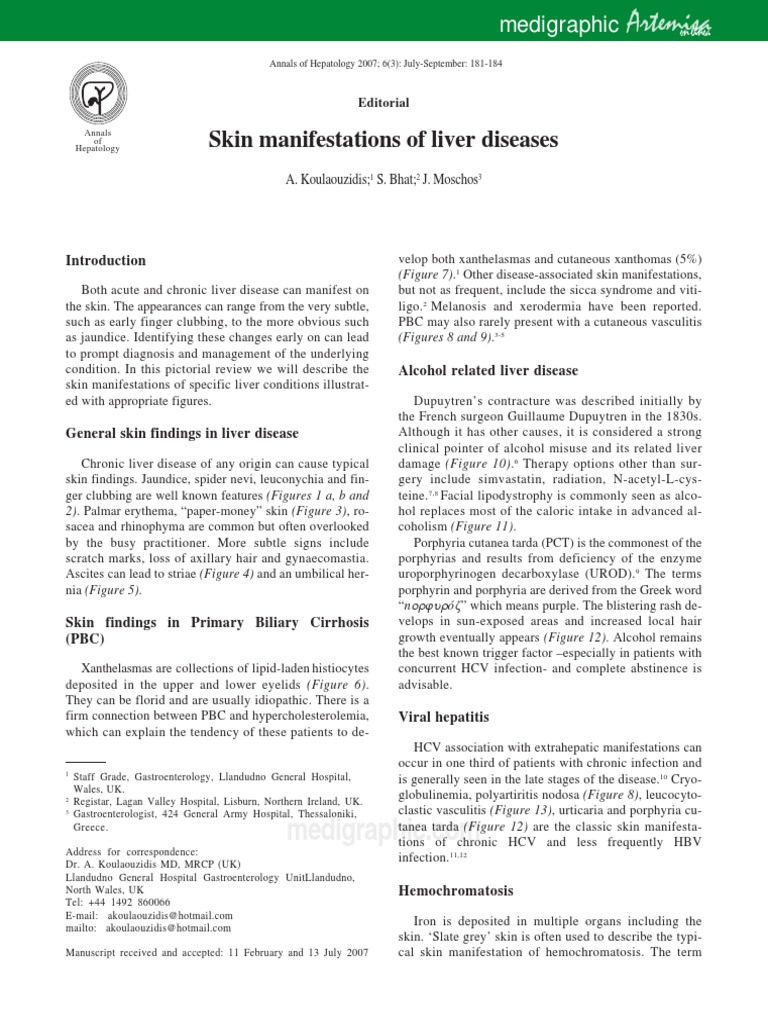 Skin Diseases From LIVER | PDF | Cirrhosis | Diseases And Disorders
