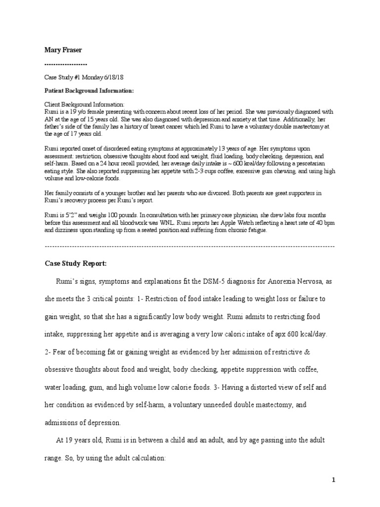 Anorexia Nervosa Case Study: Rumi's Journey | PDF | Anorexia Nervosa ...