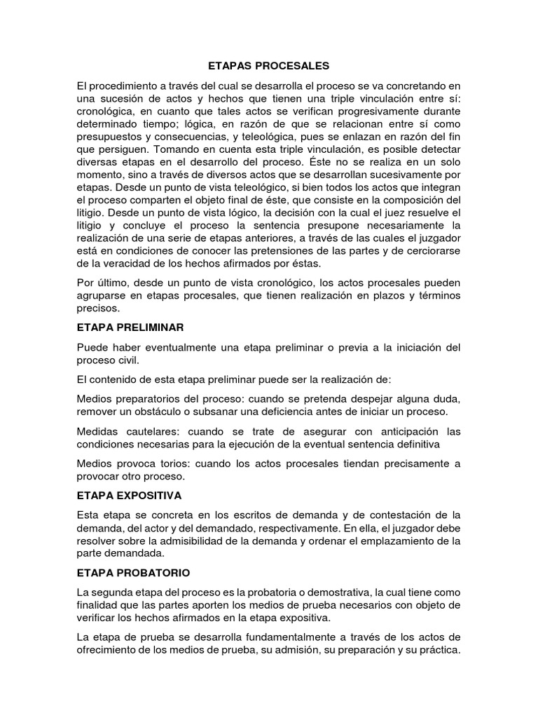 Etapas Procesales | PDF | Mandato | Sentencia (ley)