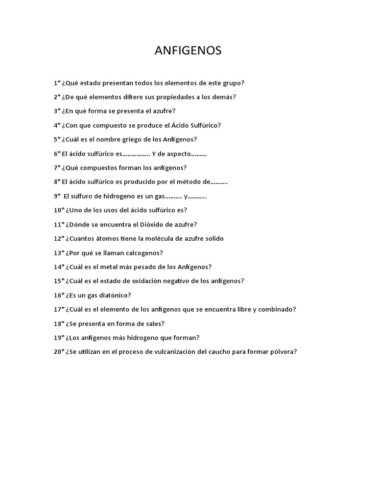 Propiedades y Usos de los Anfígenos | PDF | Azufre | Ácido sulfúrico