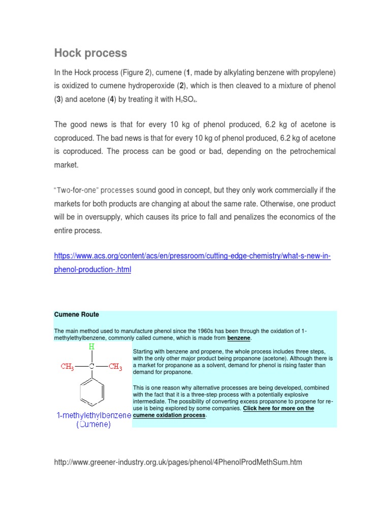 Hock Process for Phenol Production | PDF