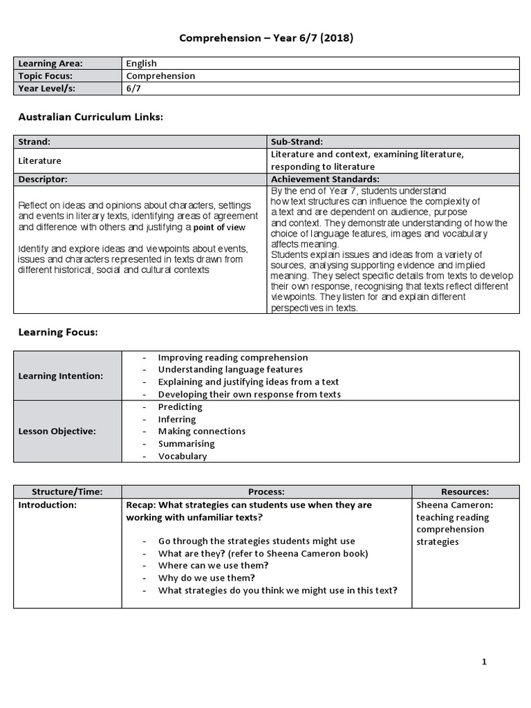 Tpa Lesson 2 | PDF | Reading Comprehension | Cognitive Science