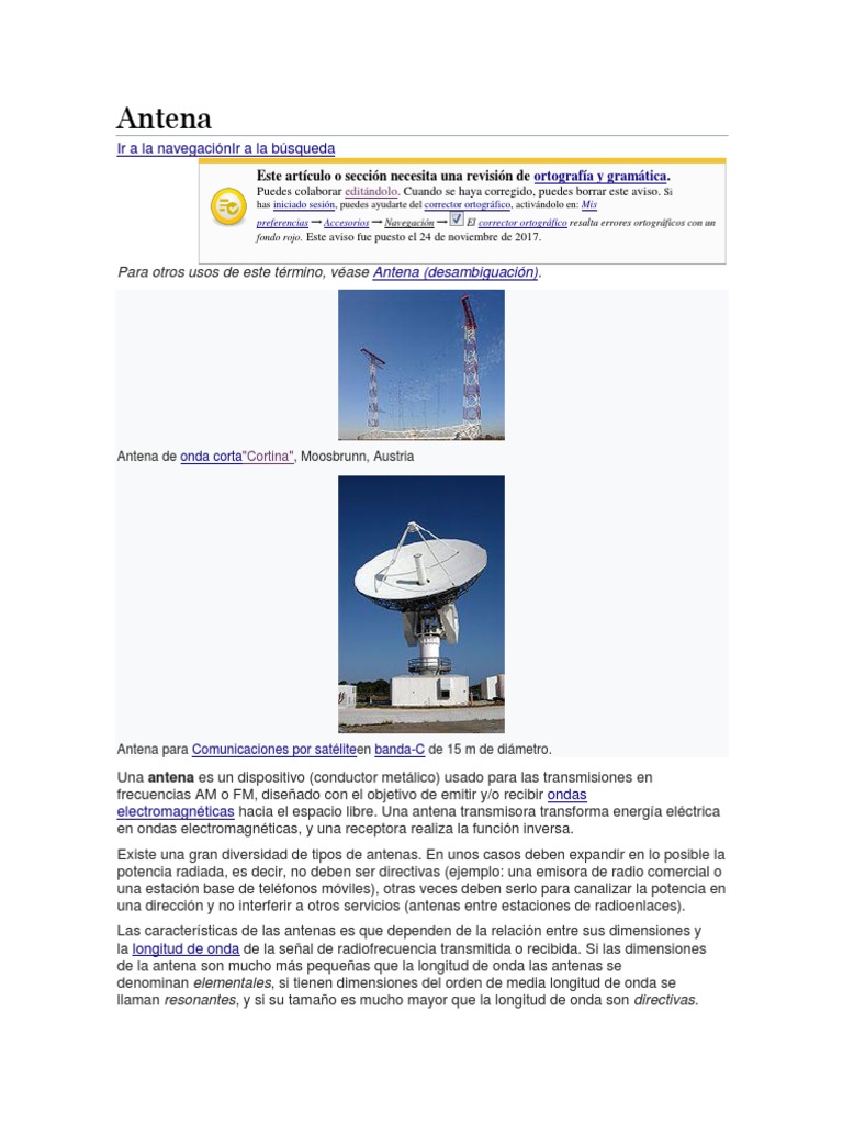 Antena | PDF | Antena (Radio) | Polarización (ondas)