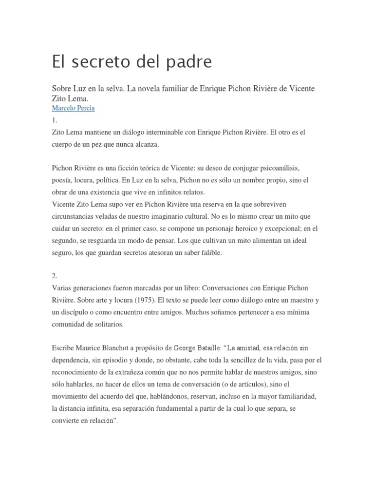 Percia - El Secreto Del Padre | PDF | Psicoanálisis | El libro de la selva