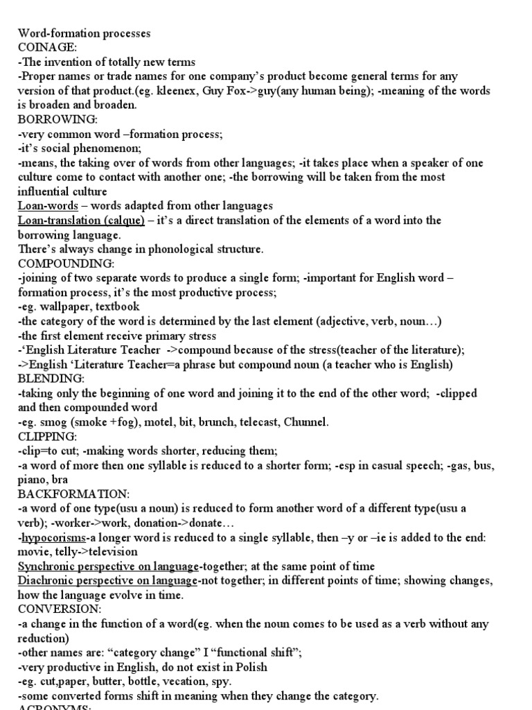 Word Formation Processes | Morphology (Linguistics) | Word