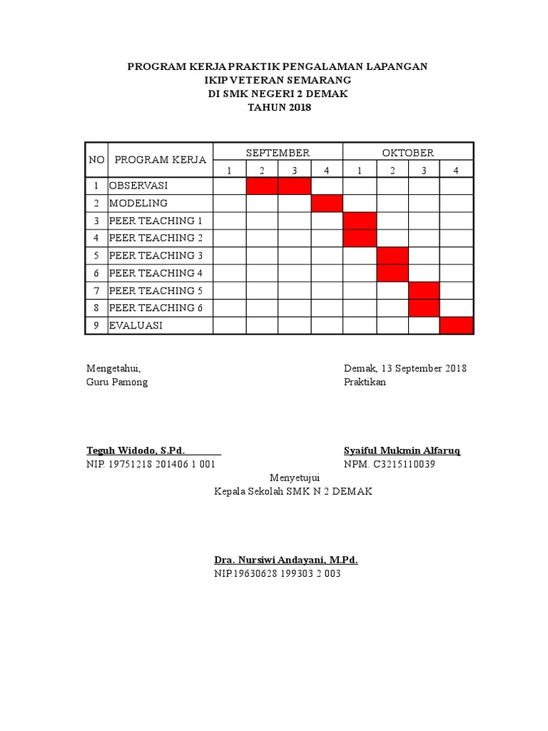 Program Kerja PPL SMK TKR | PDF