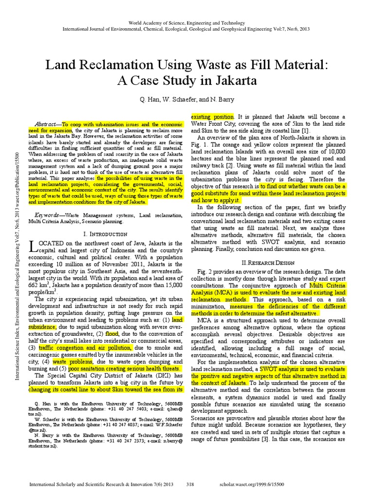 Land Reclamation Jakarta PDF | PDF | Dredging | Municipal Solid Waste