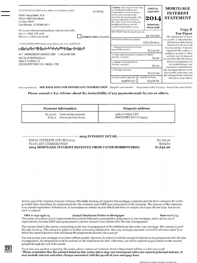 Mortgage Interest Statement | PDF