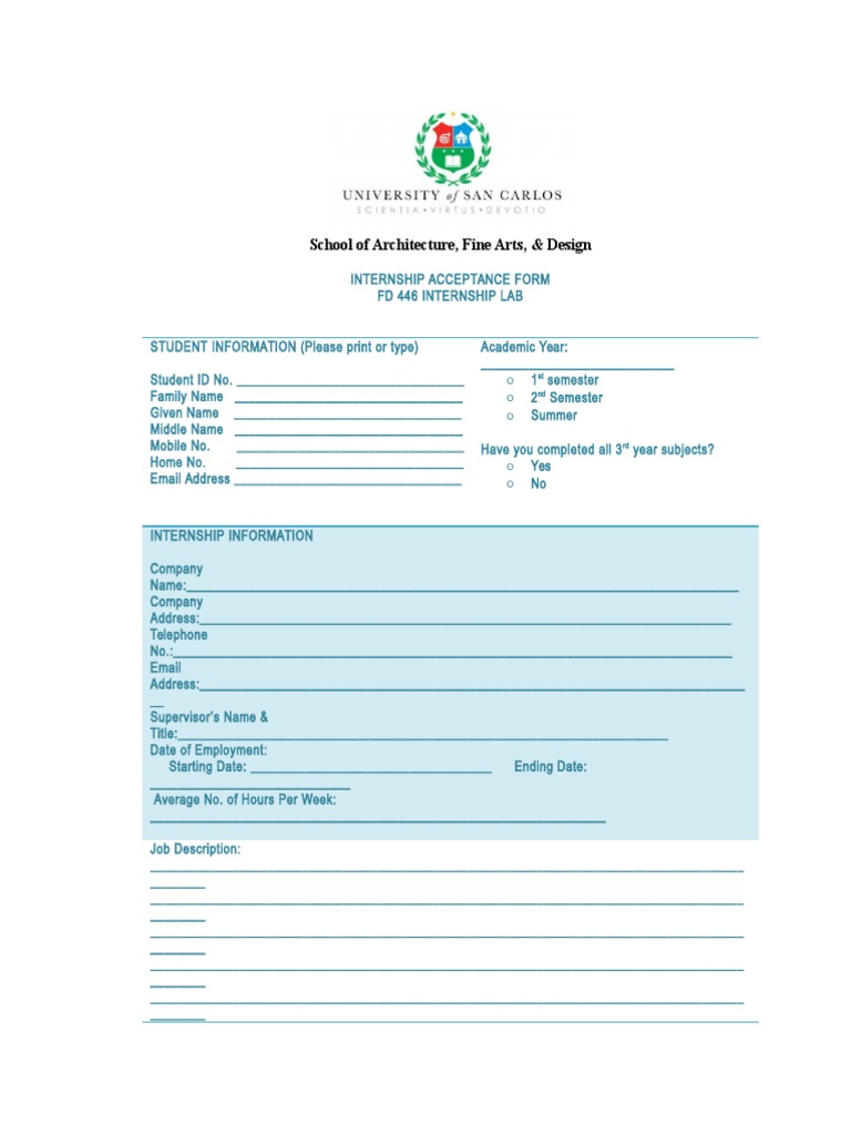 Internship Acceptance Form | PDF | Business