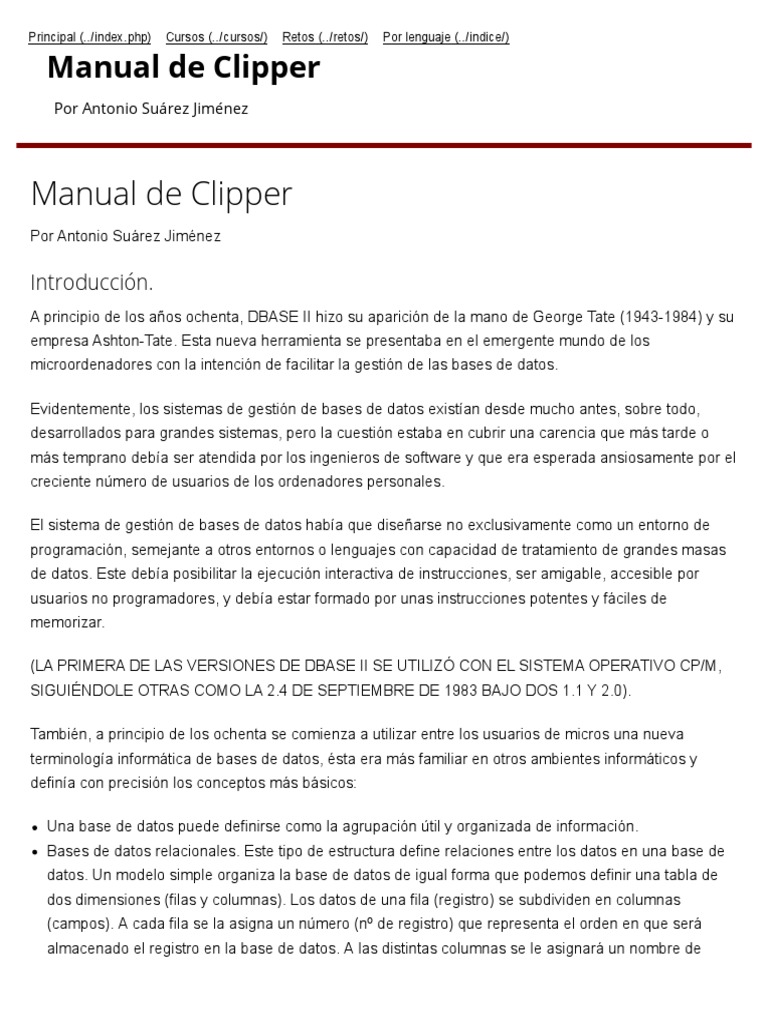 Manual de Clipper - Por Antonio Suárez Jiménez | PDF | Compilador ...