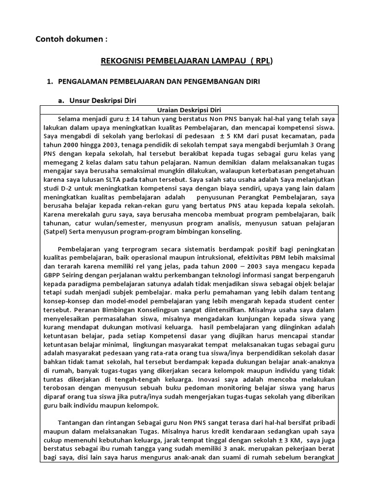 Contoh Dokumen RPL | PDF