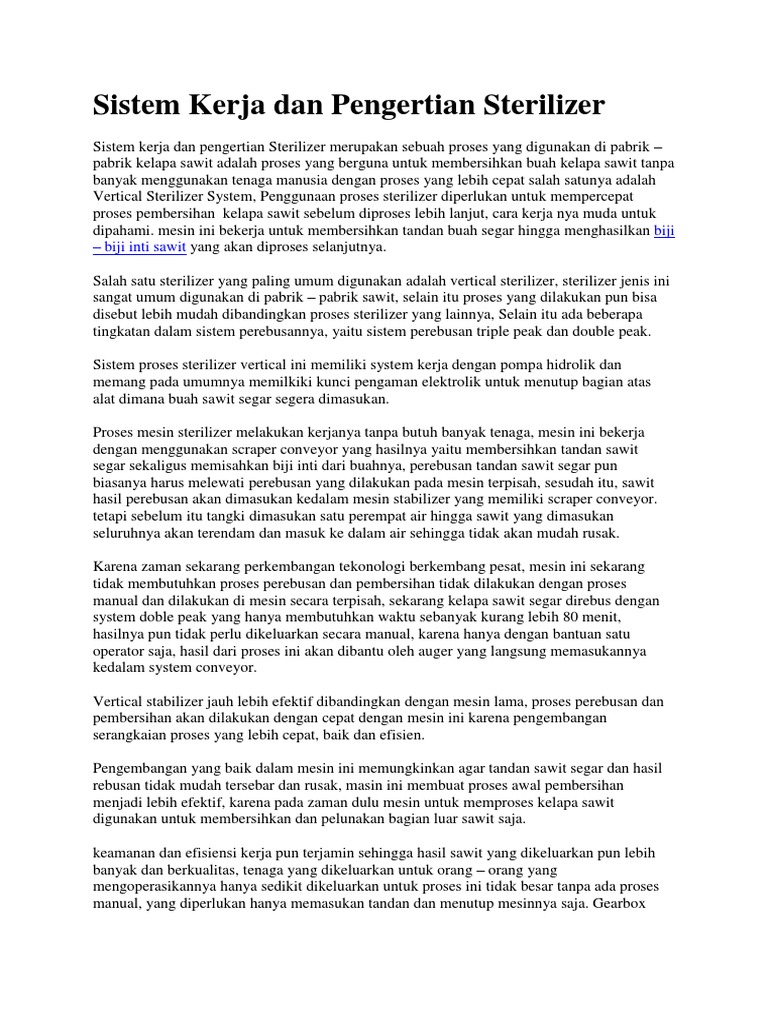 Sistem Kerja Dan Pengertian Sterilizer | PDF