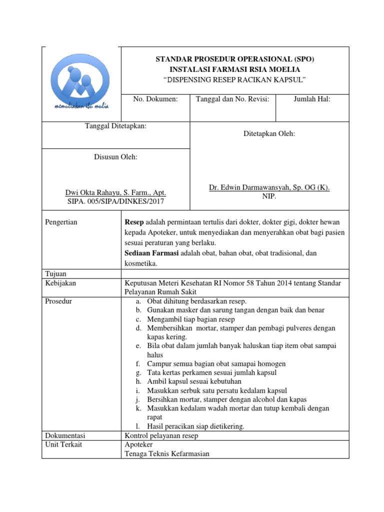 SOP Dispensing Resep Racikan Pulveres | PDF