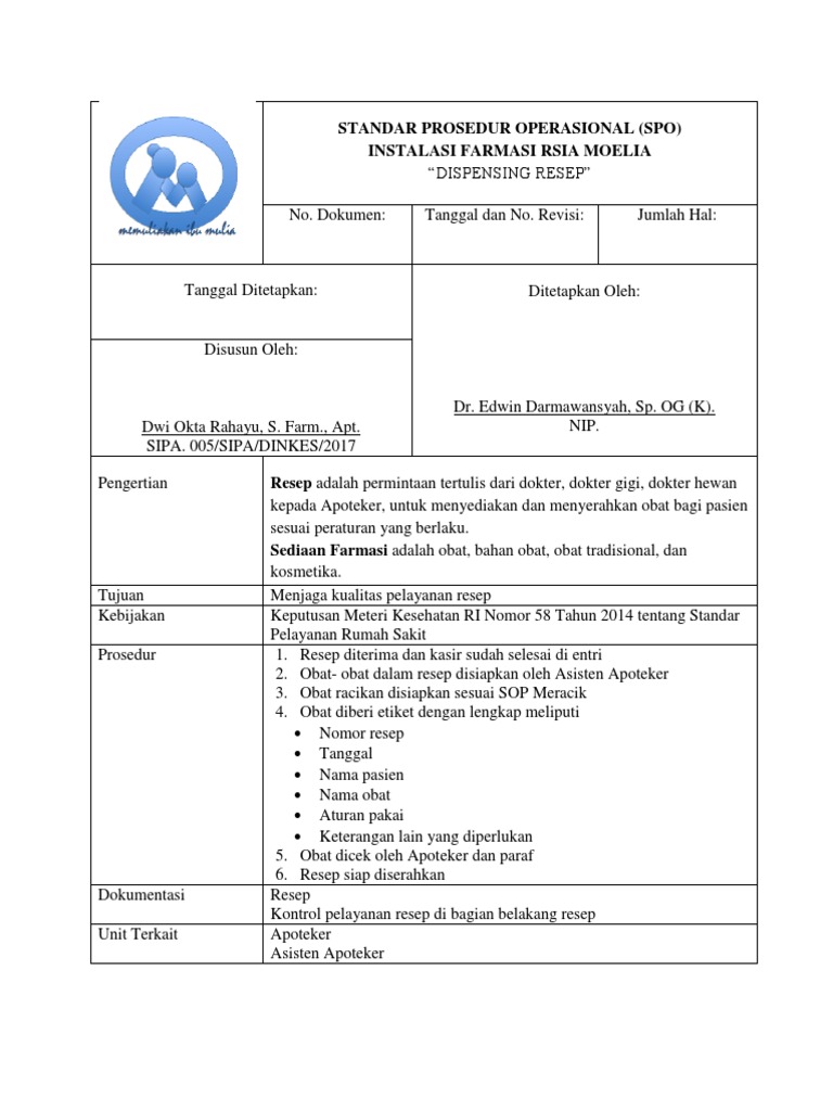 SOP Dispensing Resep | PDF