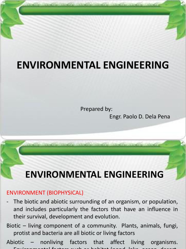 Introduction To Environmental Engineering | PDF | Food Web | Water