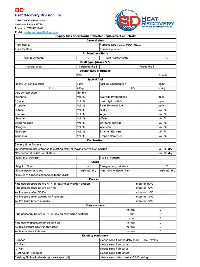 Upgrade Your Air Preheater with BD Heat Recovery | PDF | Furnace | Propane