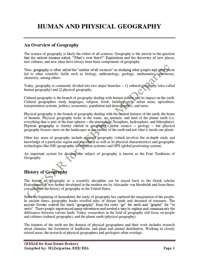 Human and Physical Geography | PDF | Geography | Transport