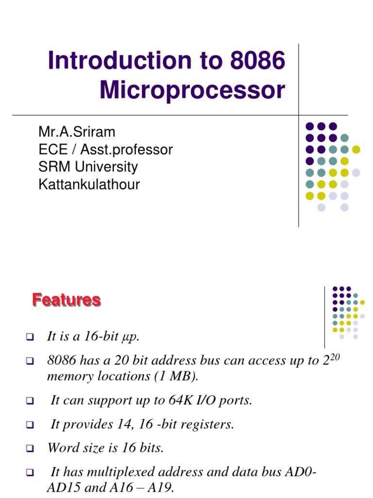 Introduction to 8086 Microprocessor Architecture | PDF | Assembly Language | Central Processing Unit