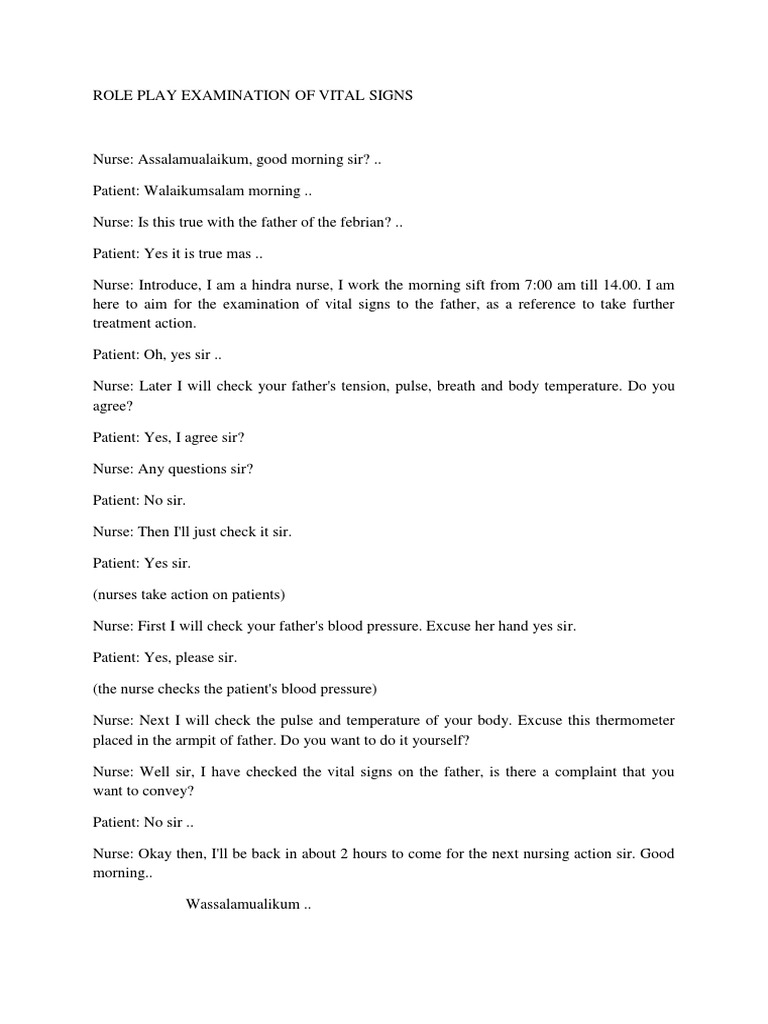 Role Play Examination of Vital Signs | PDF | Ilmu Kesehatan | Obat