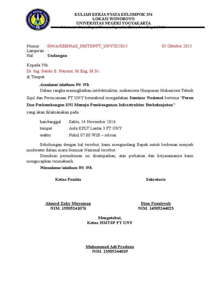 Contoh Surat Undangan KKN | PDF