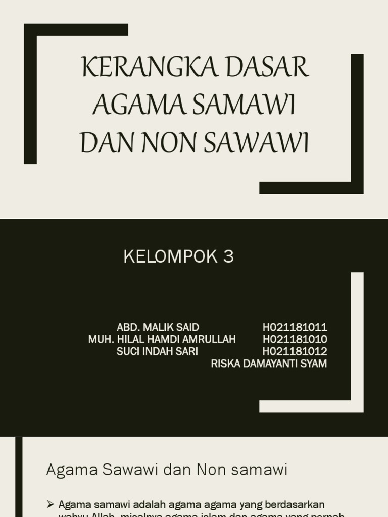 Kerangka Dasar Agama Samawi Dan Non Sawawi | PDF